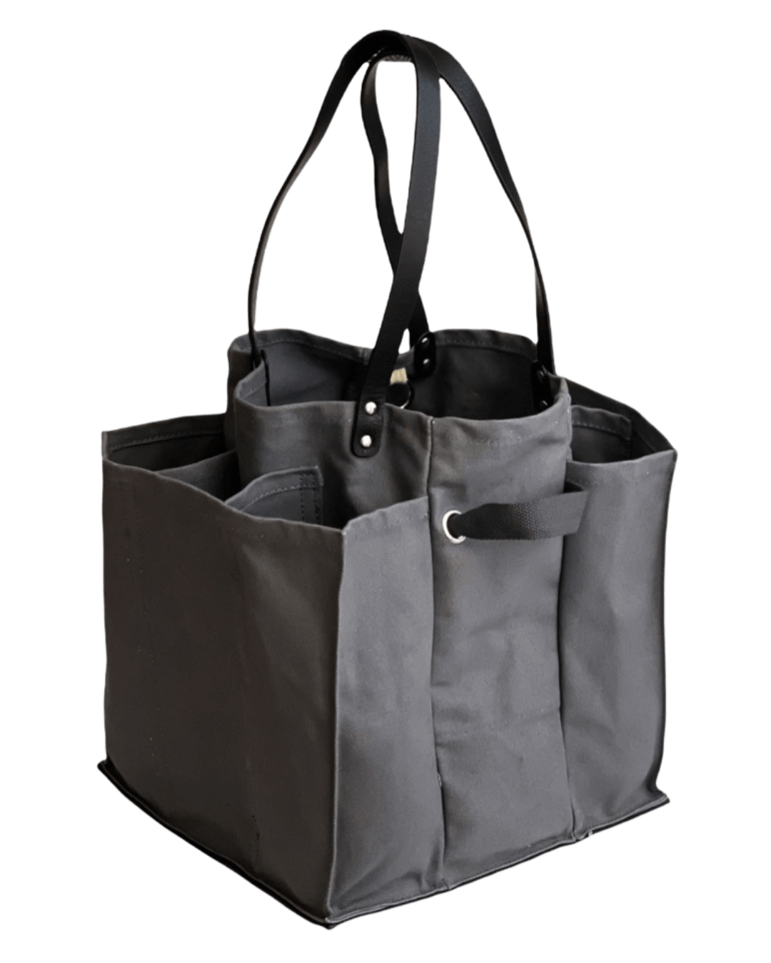 Grey Multi-Pocket Canvas Market Tote