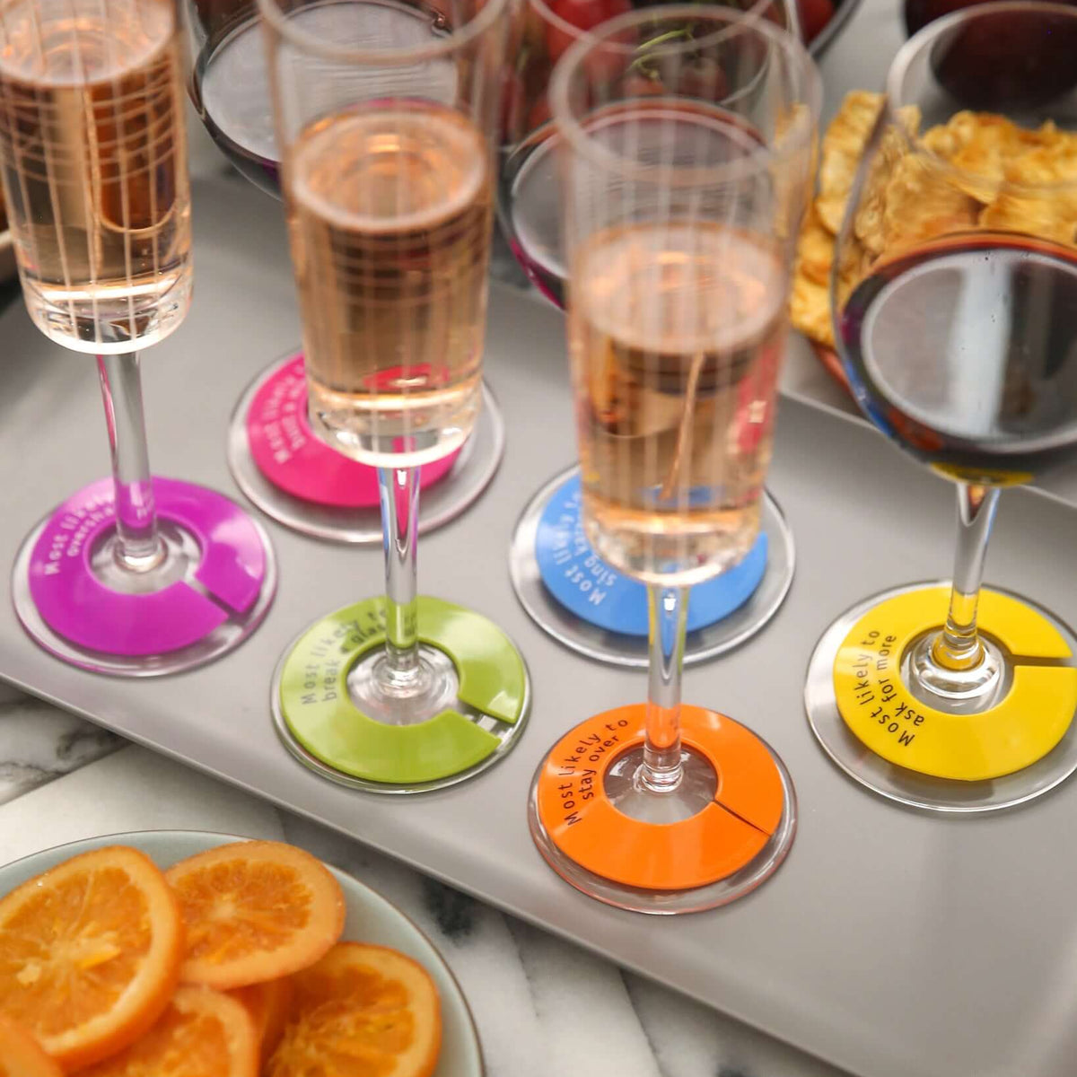 Silicone Wine Glass Identifiers - stick to glass